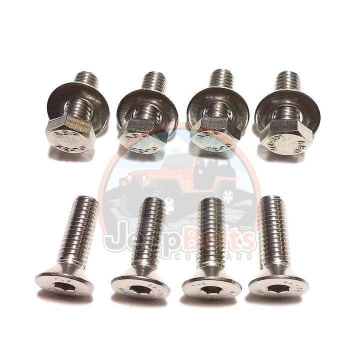 Jeep JK Wrangler Hood Hinge Bolt Set Rust Proof 12 Pc Stainless FULL S ...